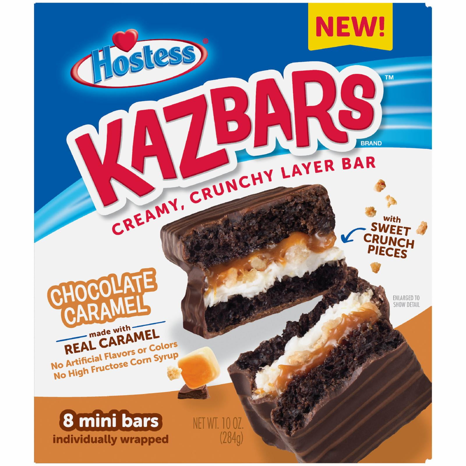 Hostess Kazbars Chocolate Caramel, Cream Filled, Crunchy Treat, 8 Count ...