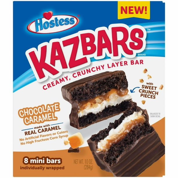 Hostess Chocolate Caramel Kazbars Creamy & Crunchy Layer Bar ...