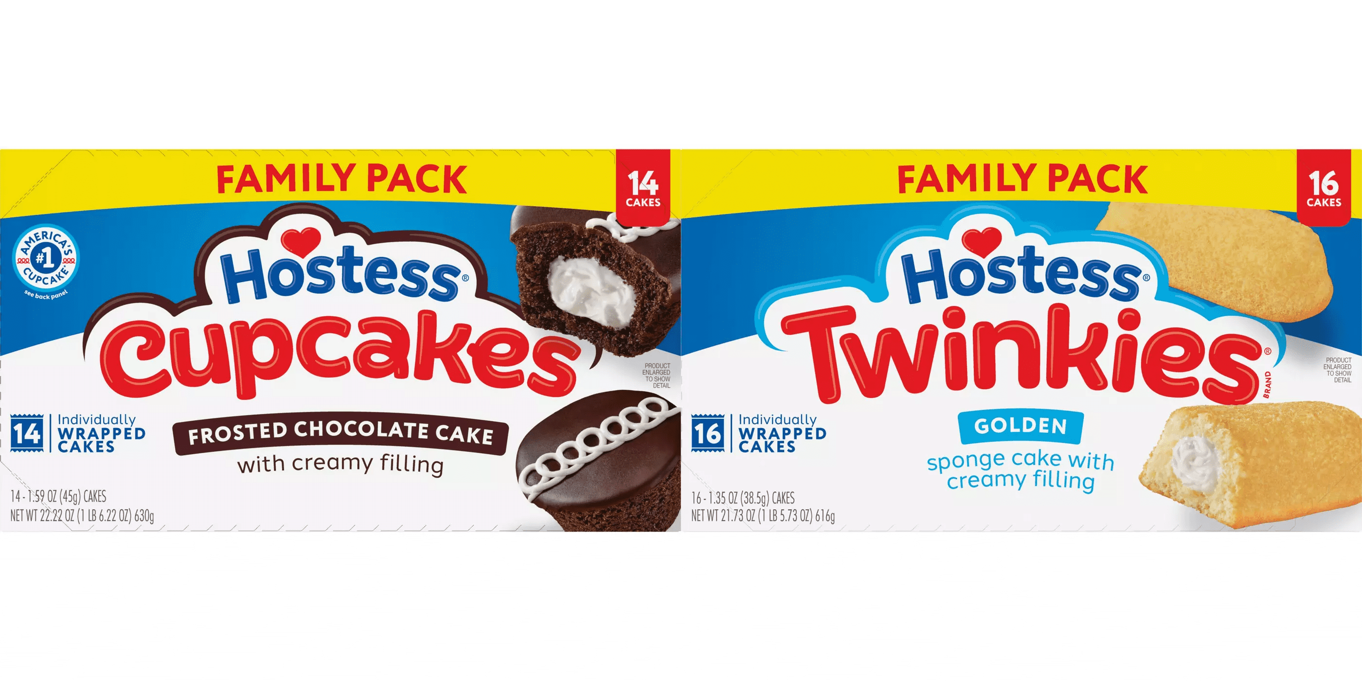 Hostess Chocolate Cupcakes - Family Pack, 14 ct&Hostess Twinkies Golden ...