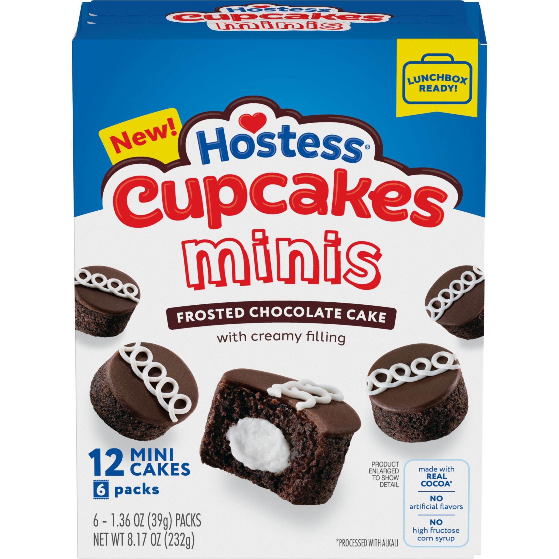 Hostess Mini Chocolate Cupcakes 8.17 oz Pack of 6 Frosted Crème-filled ...