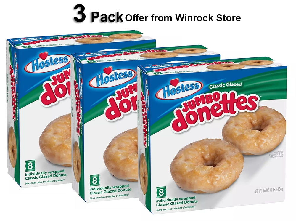 Hostess Classic Glazed Jumbo Donettes, 8 count, 16 0z (3 Pack) Offer ...