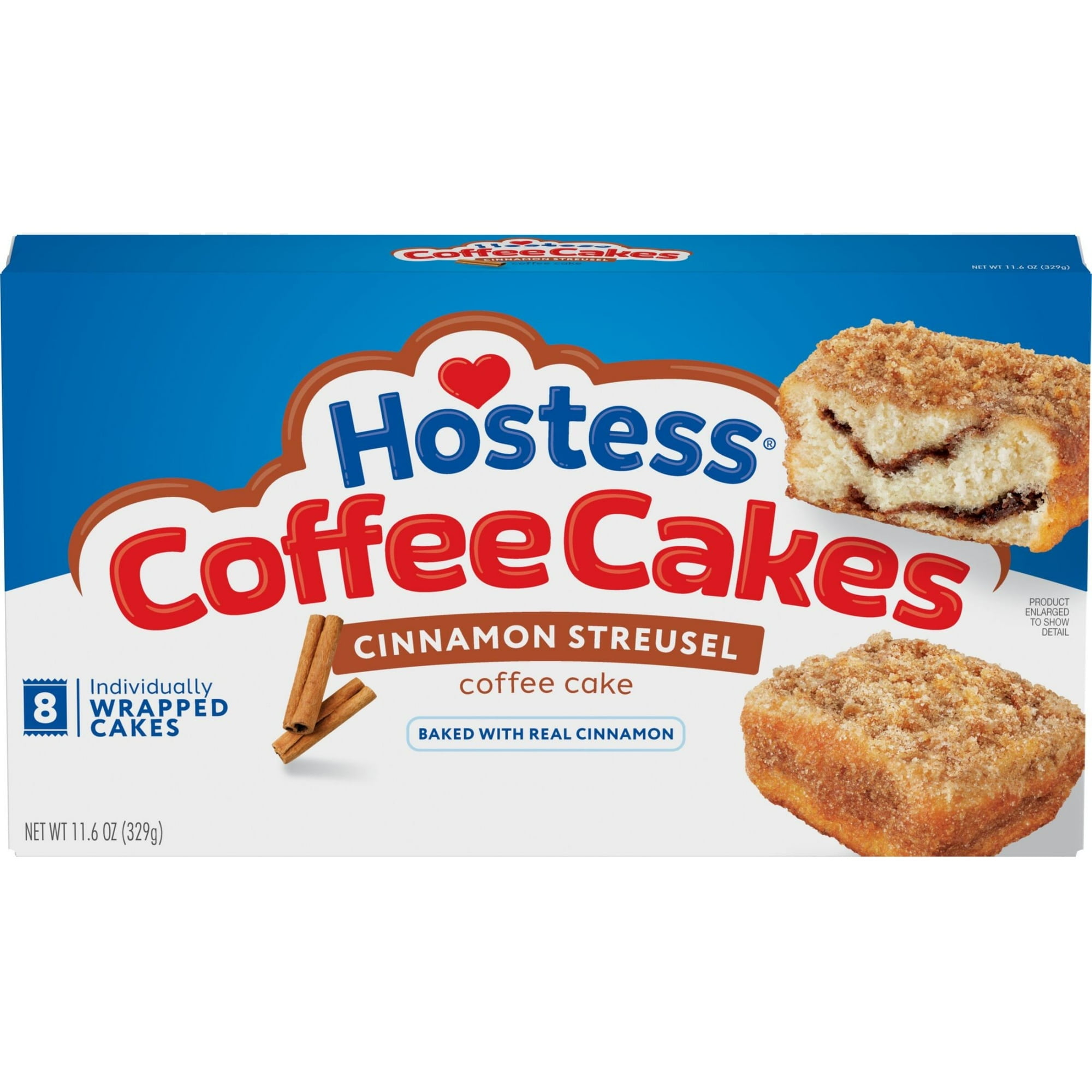 Hostess Coffee Cakes, Cinnamon Streusel Snack Cakes, 11.6 oz Box (8 Ct ...