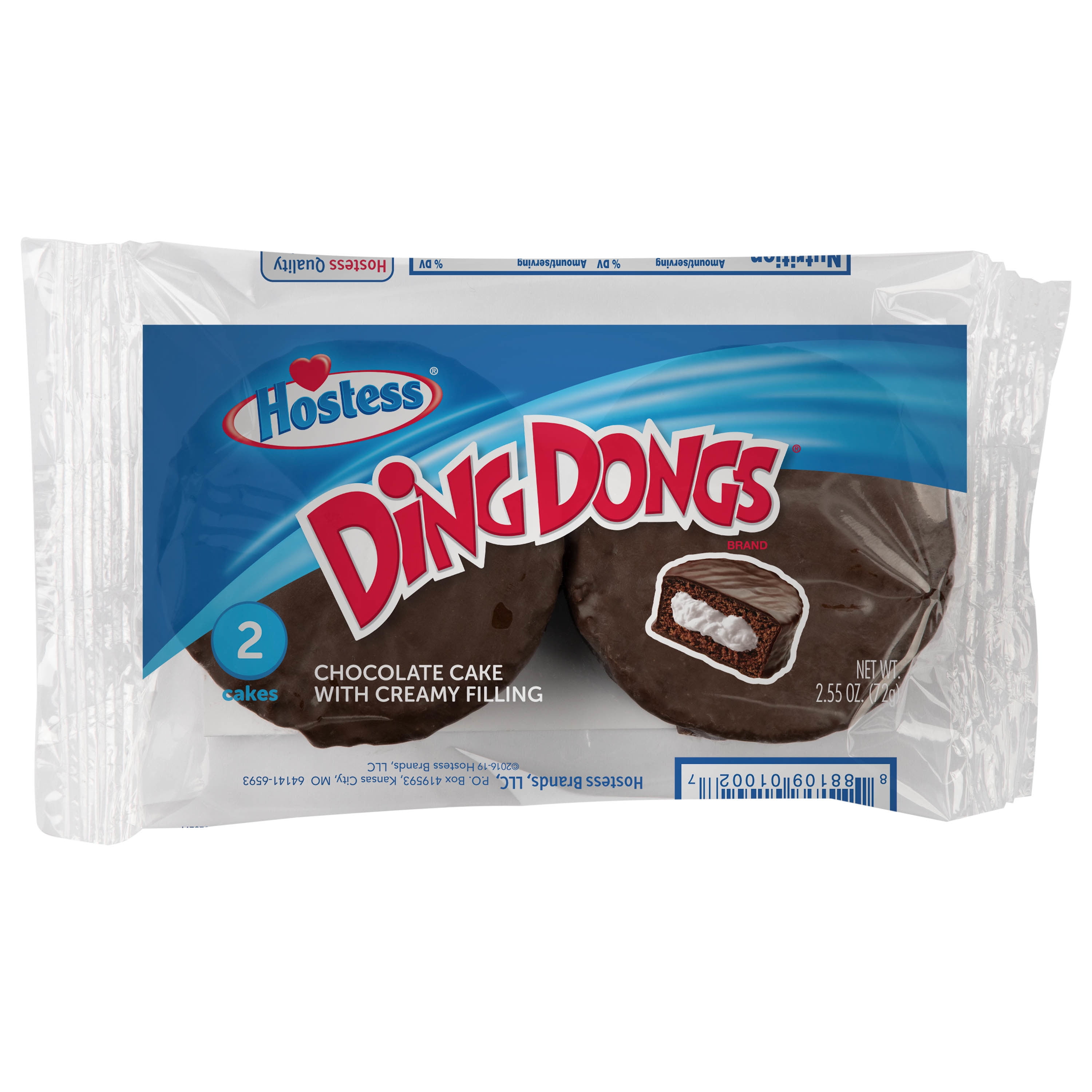 Hostess Ding Dongs, Chocolate Cake, Fudge Coated, Single Serve, 2.55 oz ...