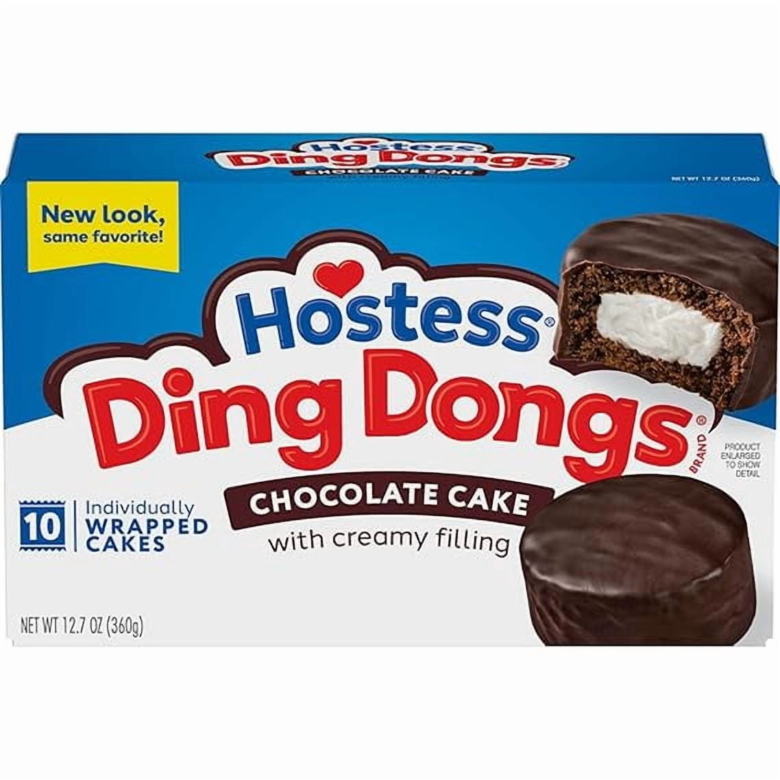 Hostess Ding Dongs Snack Cakes, Chocolate Flavor, 12.7 oz. Box, 10 ...