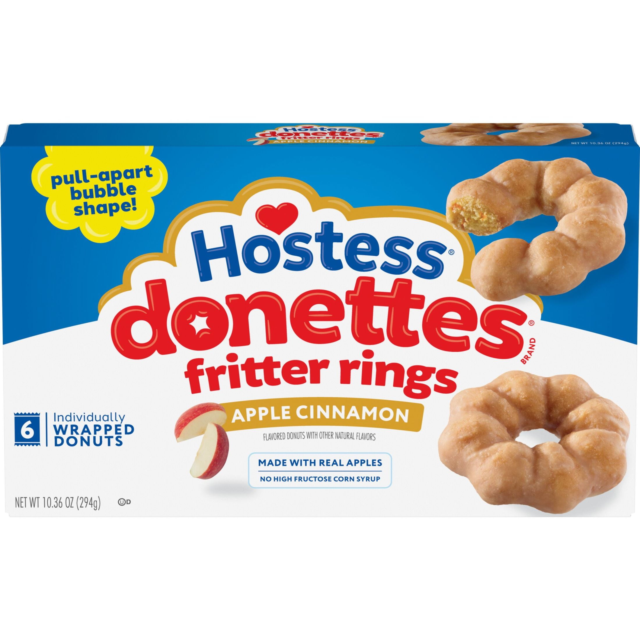 Hostess Apple Cinnamon Donettes Fritter Rings 10.36 Oz. Box with Real ...