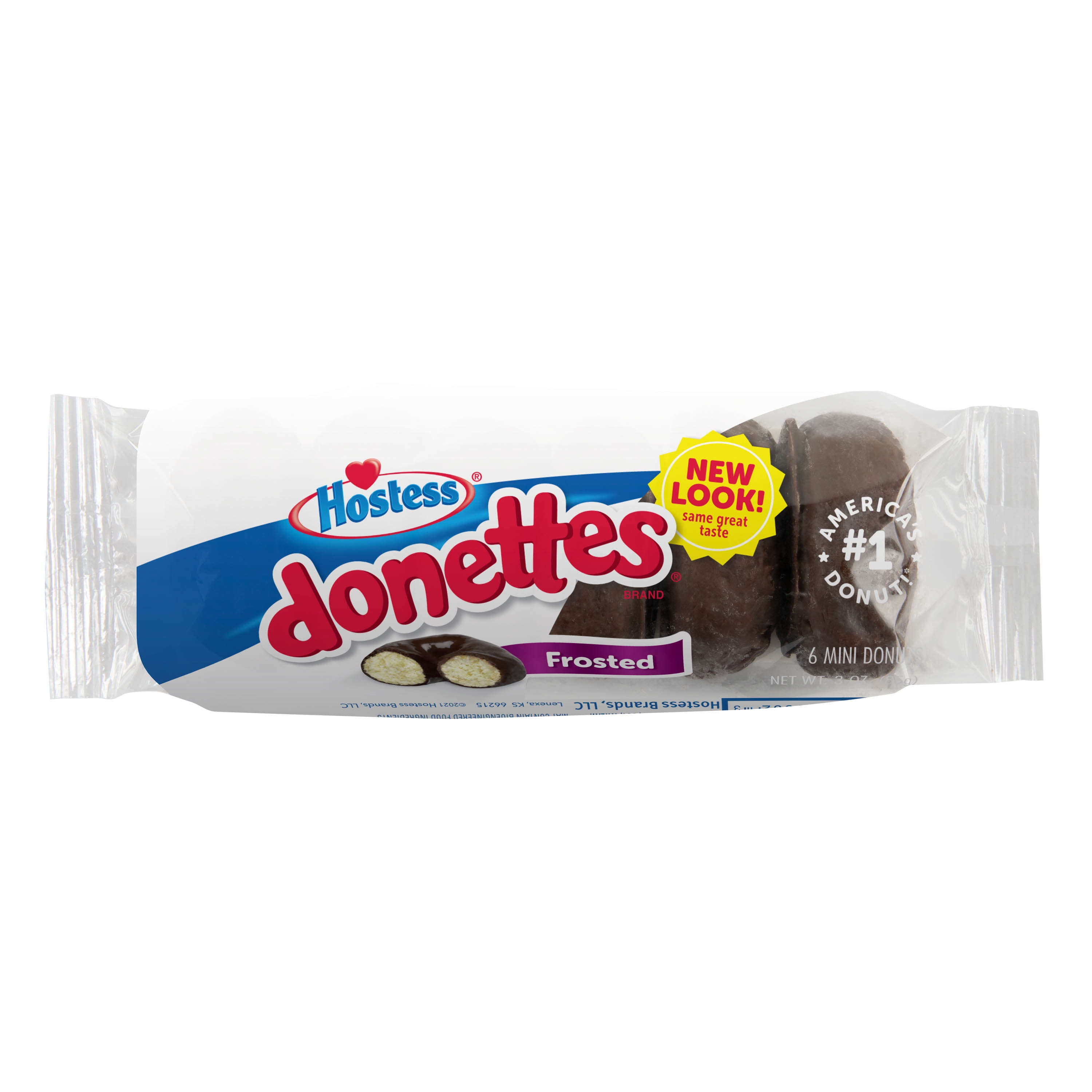 Hostess Donettes, Chocolate Frosted Mini Donuts, Single Serve, 3 oz., 6 ...