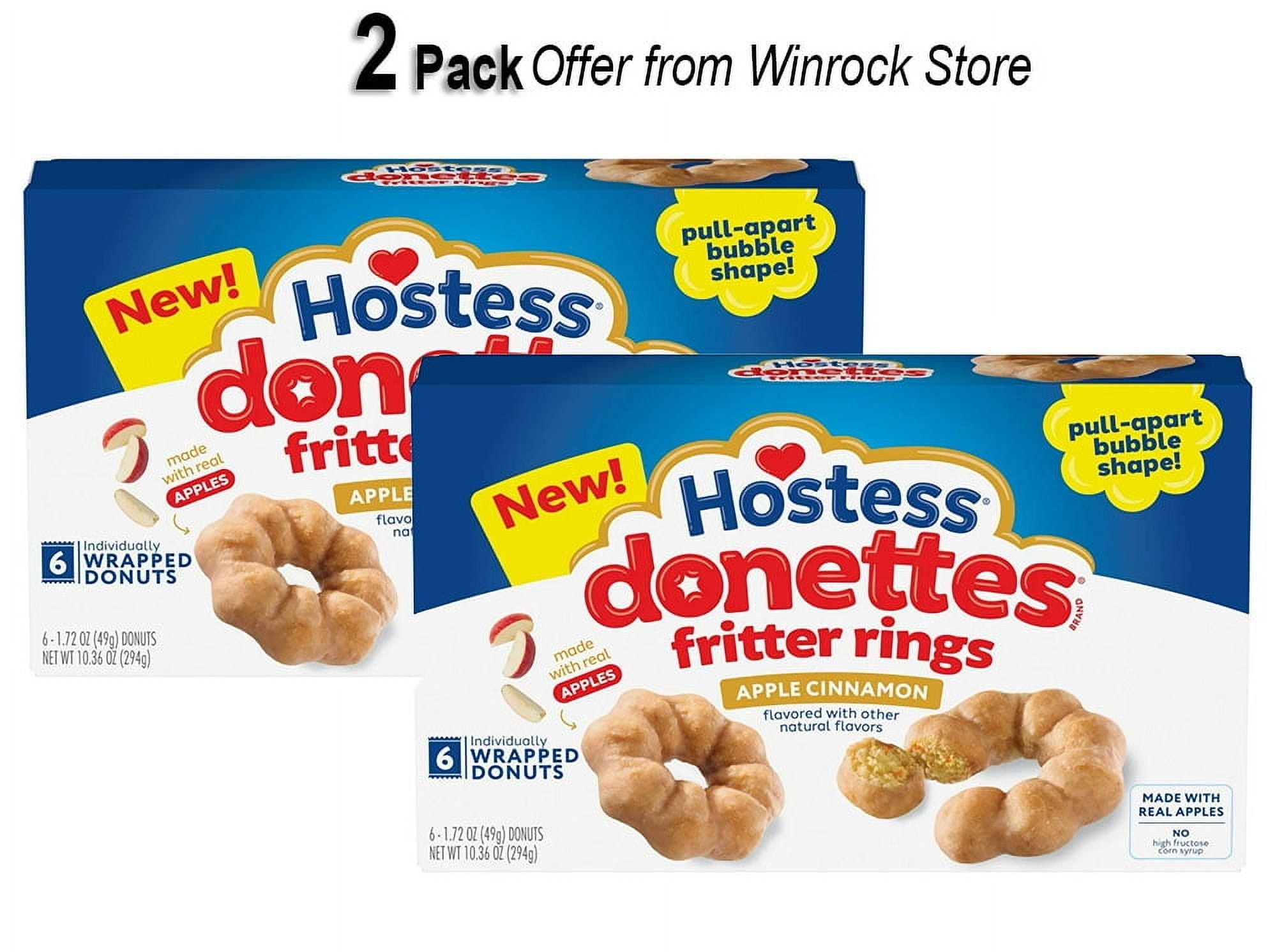 Hostess Donettes Fritter Rings Apple Cinnamon Flavored Donuts with ...