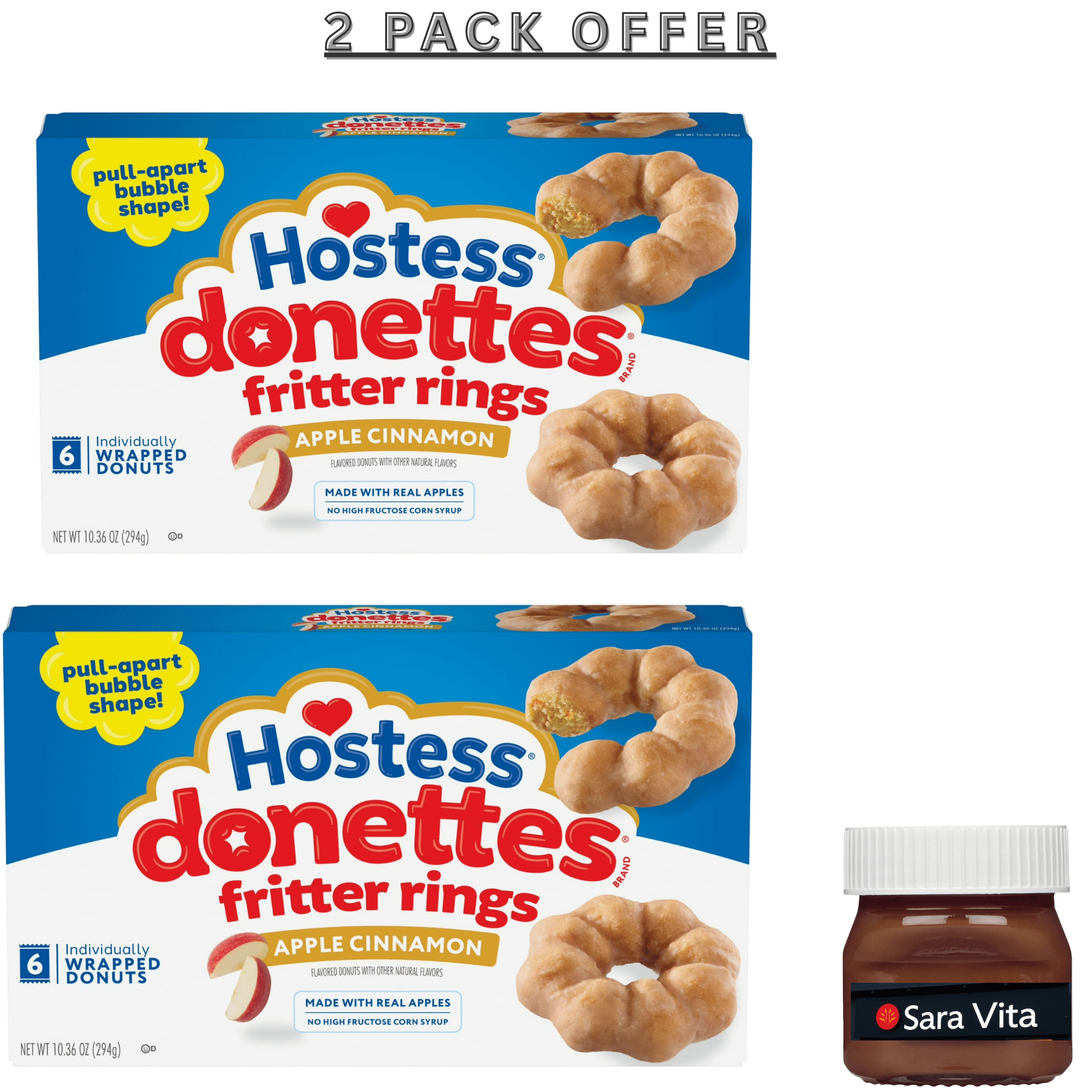 Hostess Donettes Fritter Rings Apple Cinnamon Flavored Donuts with ...