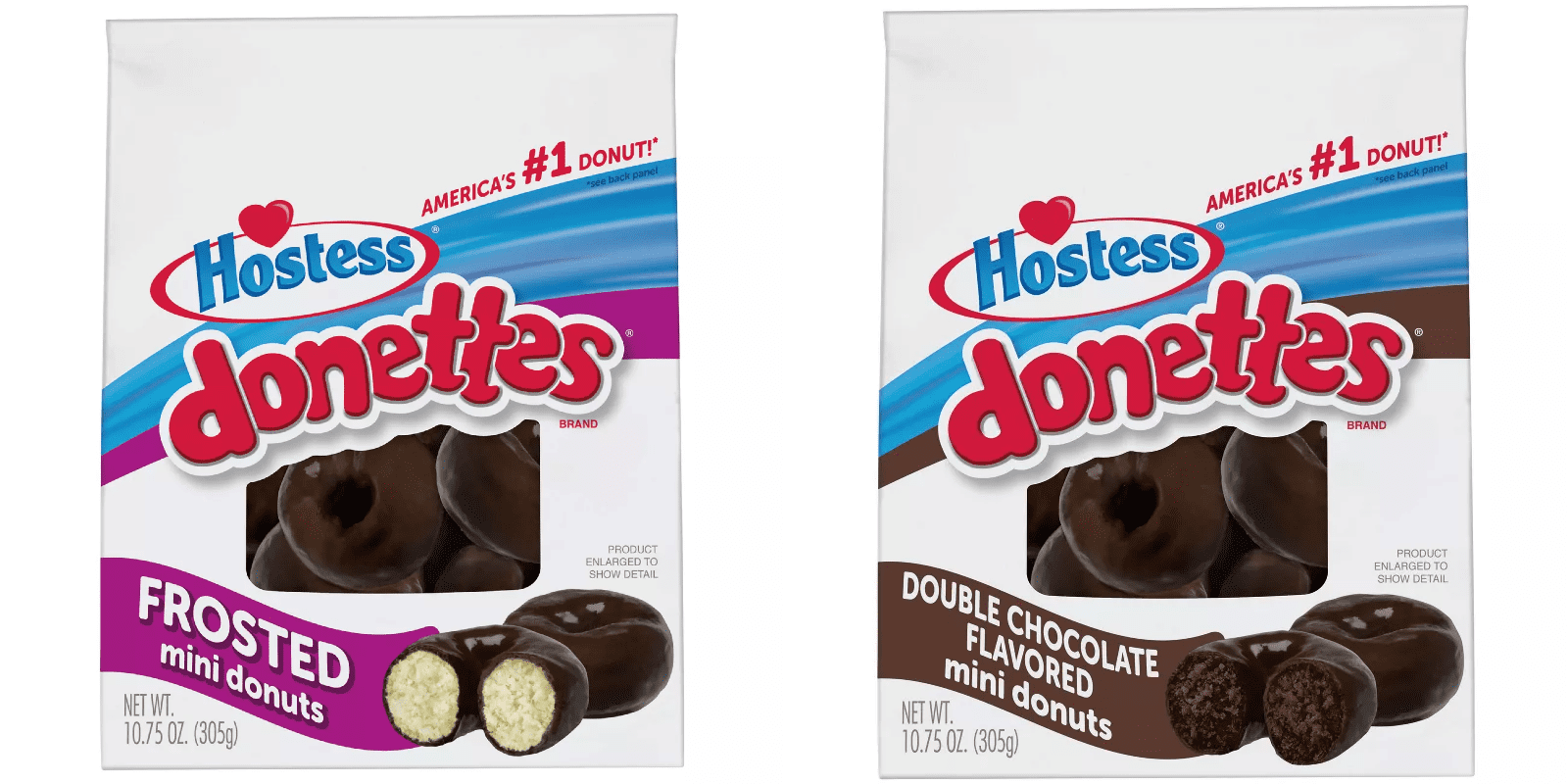Hostess Donettes Frosted Mini Donuts, 10.75 oz&Hostess Double Chocolate ...