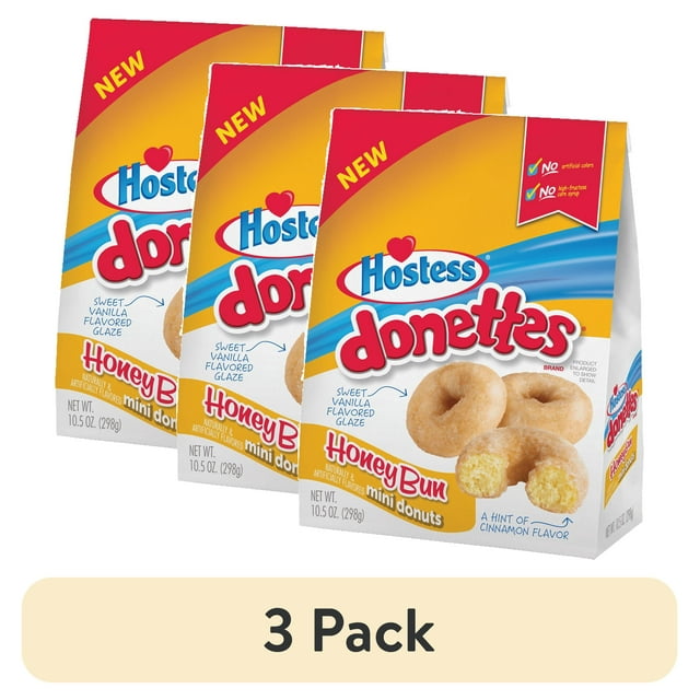 (3 pack) Hostess Donettes Honey Bun Flavored Mini Donuts, 10.5 oz Bag ...