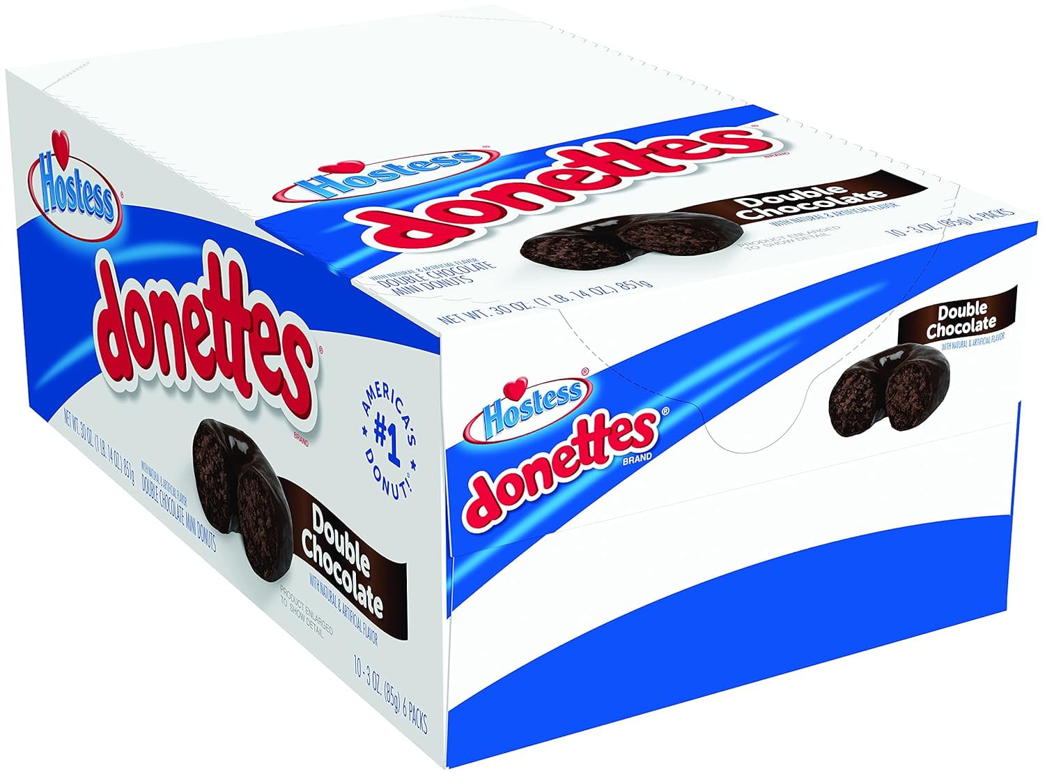 Hostess Donettes Mini Donuts, Double Chocolate, 3 Ounce, 10 Count ...