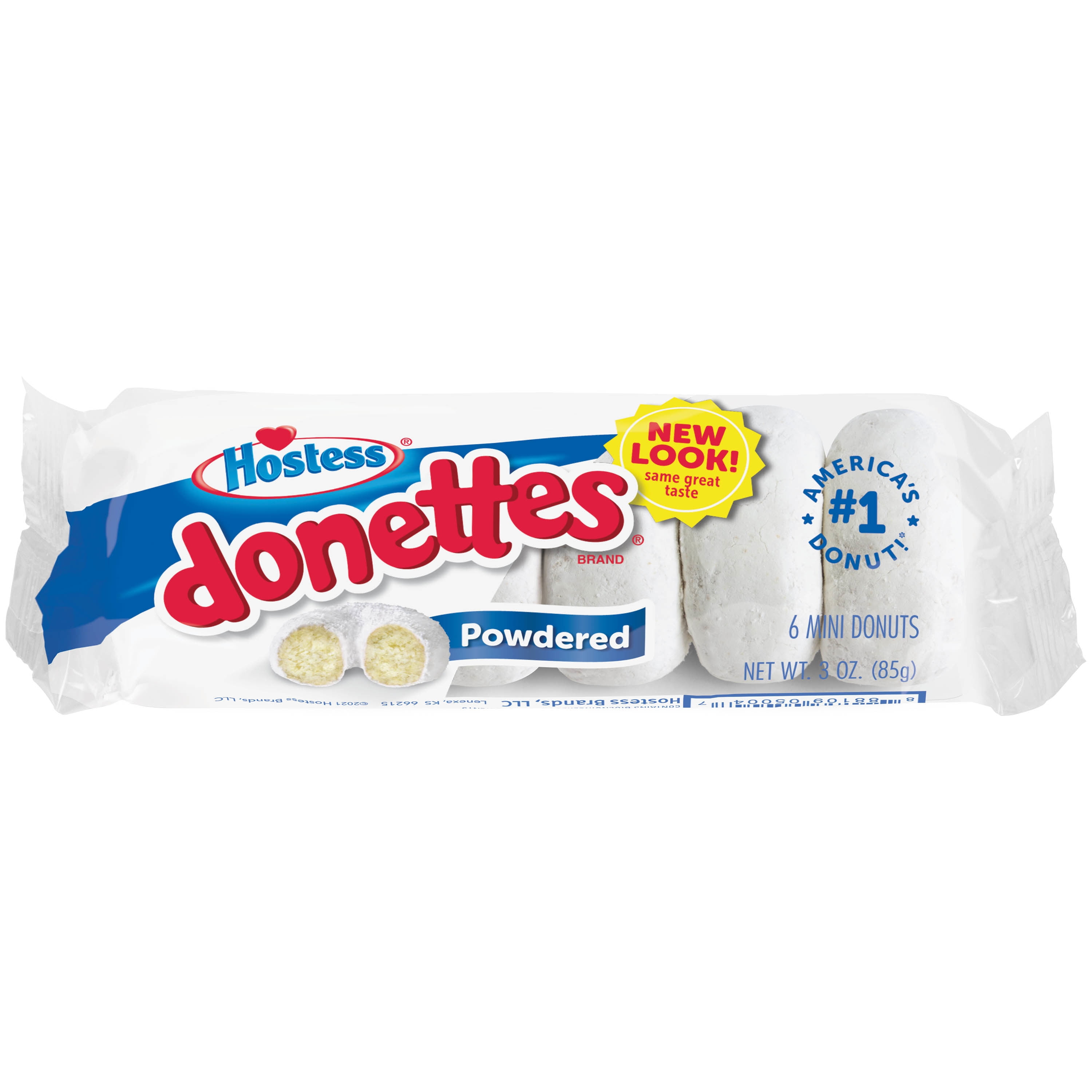 Hostess Donettes, Powdered Sugar Mini Donuts, Single Serve, 3 oz., 6 ...