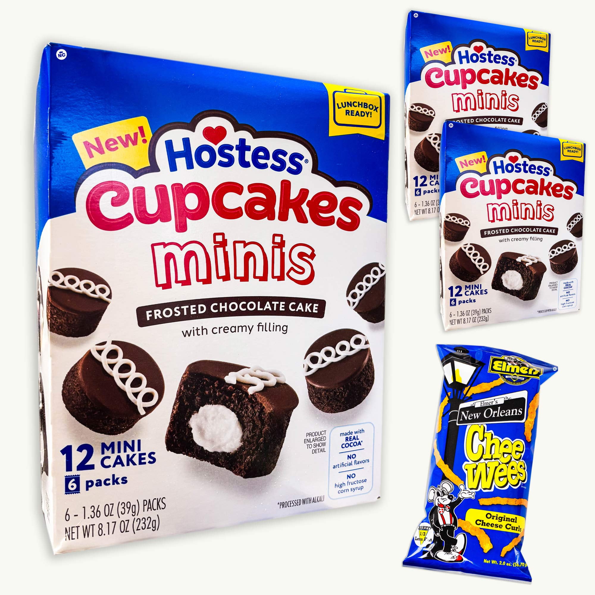 Hostess Frosted Chocolate Cupcakes Minis (3pks) + Elmers Chee Wees ...