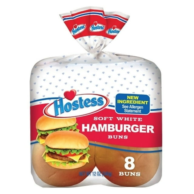 Hostess Hamburger Buns Fresh Case, 12 Ounce, 4 Packs Per Case - Walmart.com