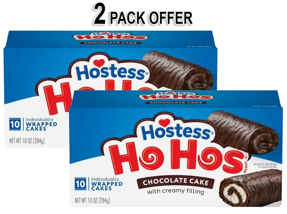 Hostess Ho Hos, Chocolate Snack Cake Rolls, 10 oz Box, 10 Count (2 Pack ...