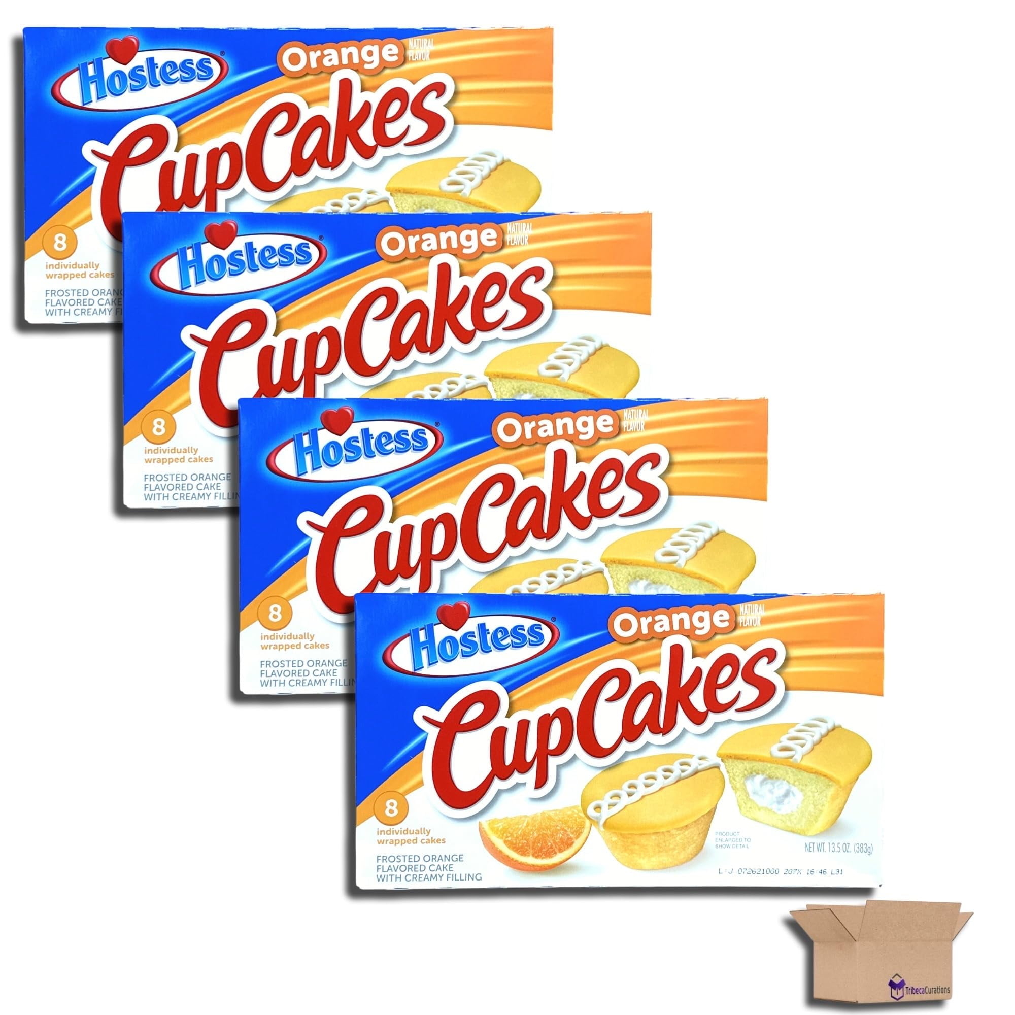 Hostess Iced Orange Cupcakes Value Pack | Box of 8 | Pack of 4 (32 ...