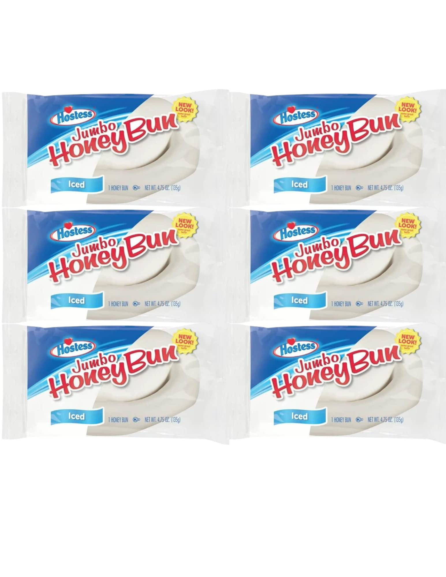 Hostess Jumbo Honey Bun SAF21 Snack Cakes 4 oz Pack of 6(Jumbo Iced ...