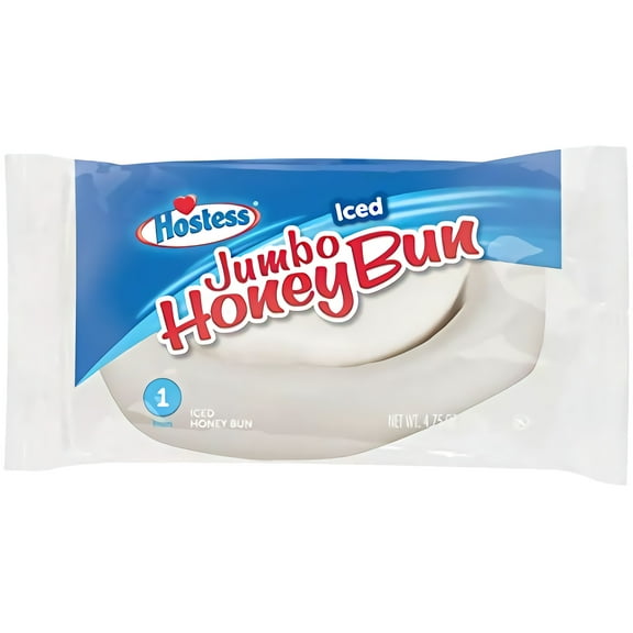Hostess Jumbo Honey Buns Iced Snack 4 oz Large Individually Wrapped ...