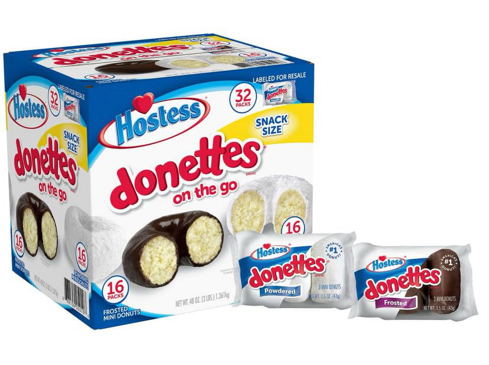 Hostess Mini Powdered And Frosted Chocolate Donettes 32 Pk