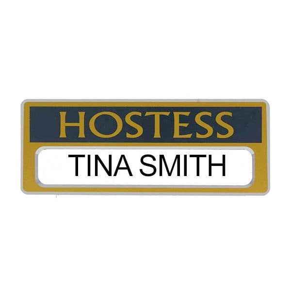 Hostess Name Badges Personalize Blue, Gold Personalize-able Magnetic ...