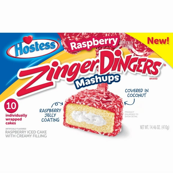 Hostess Raspberry ZINGERS 10 Count 13.4 oz Coconut Rolled Iced Cake ...