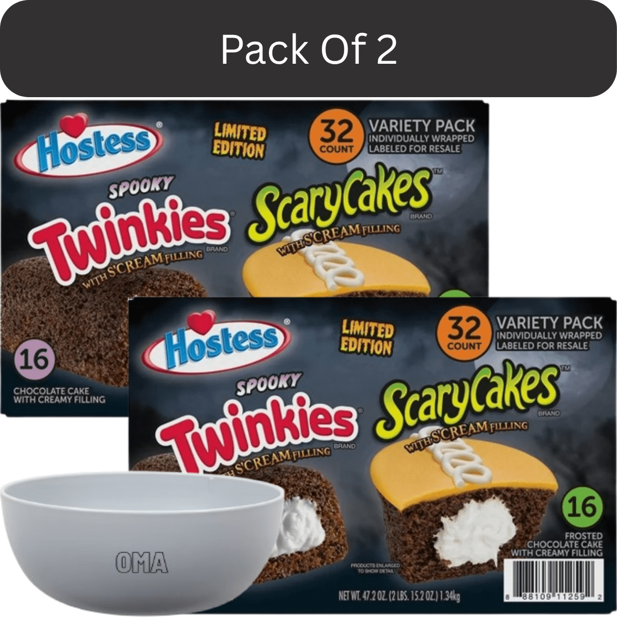 Hostess ScaryCakes Cupcakes & Chocolate Cake Twinkies Variety Pack, 32 ...