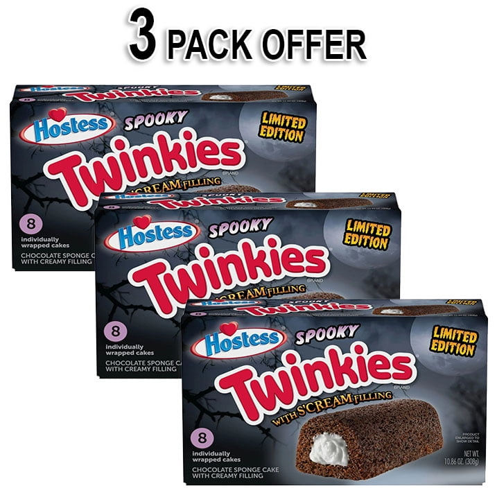 Hostess Spooky Twinkies, Chocolate Sponge Cake with Creamy Filling, 8 ...