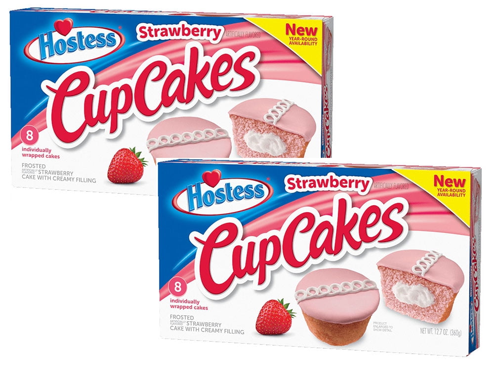 Hostess Strawberry Cupcakes 8 count 12.7 ounces (2 Packs) - Walmart.com