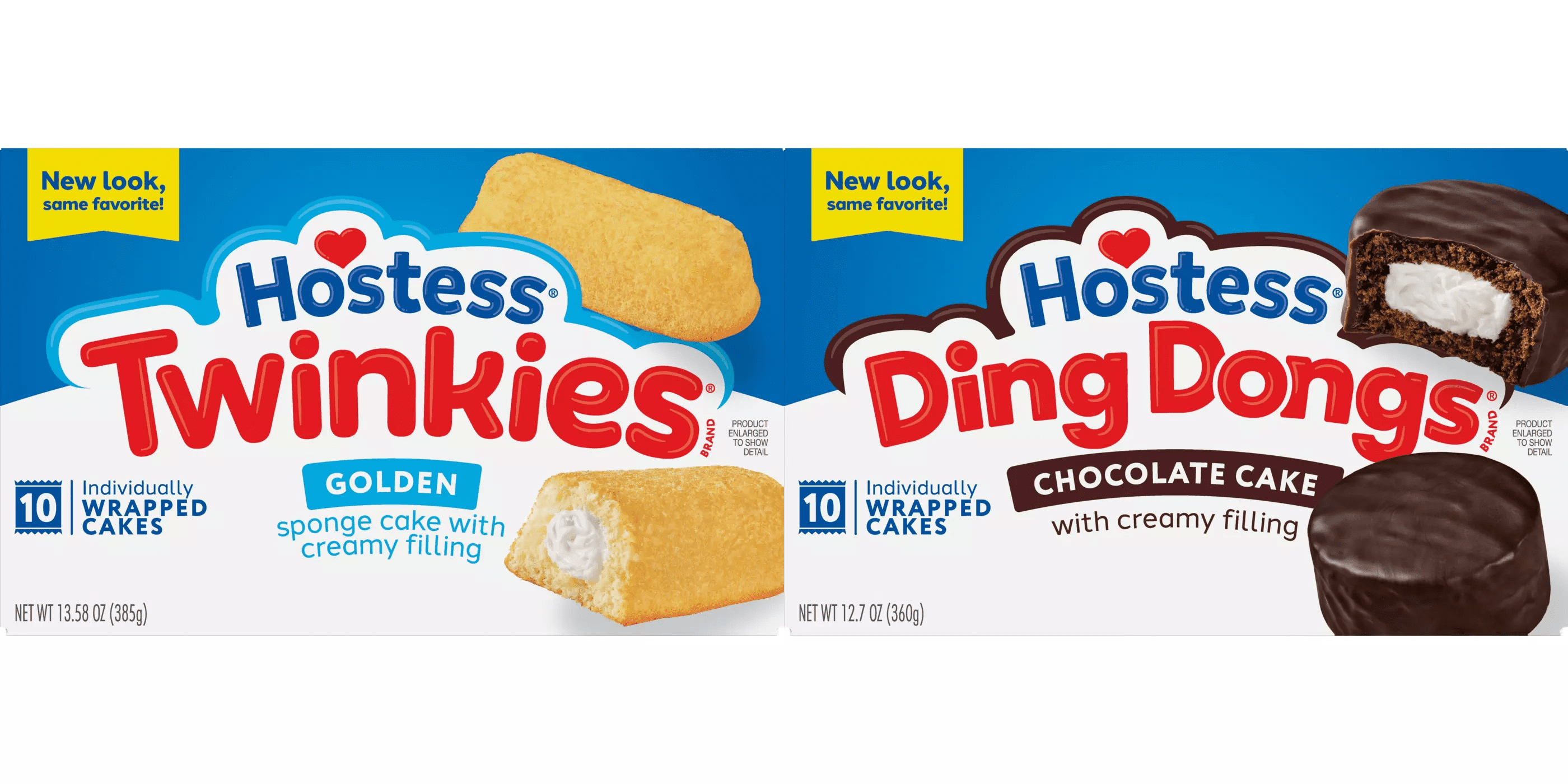 Hostess Twinkies Golden Sponge Cakes, 10 ct&Hostess Chocolate Cake Ding ...