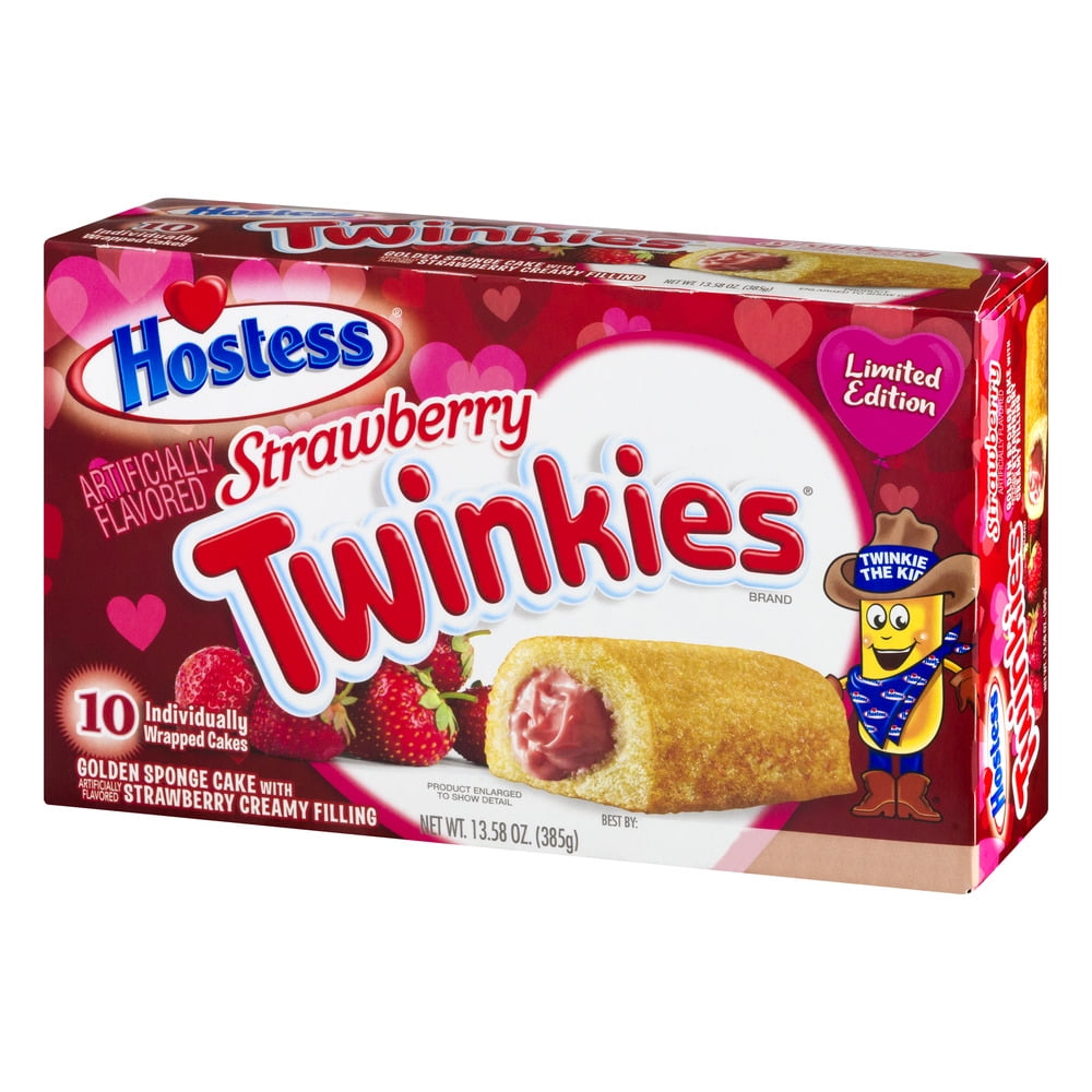 Hostess Valentine Strawberry Cream filled Golden Sponge Cake Twinkie ...