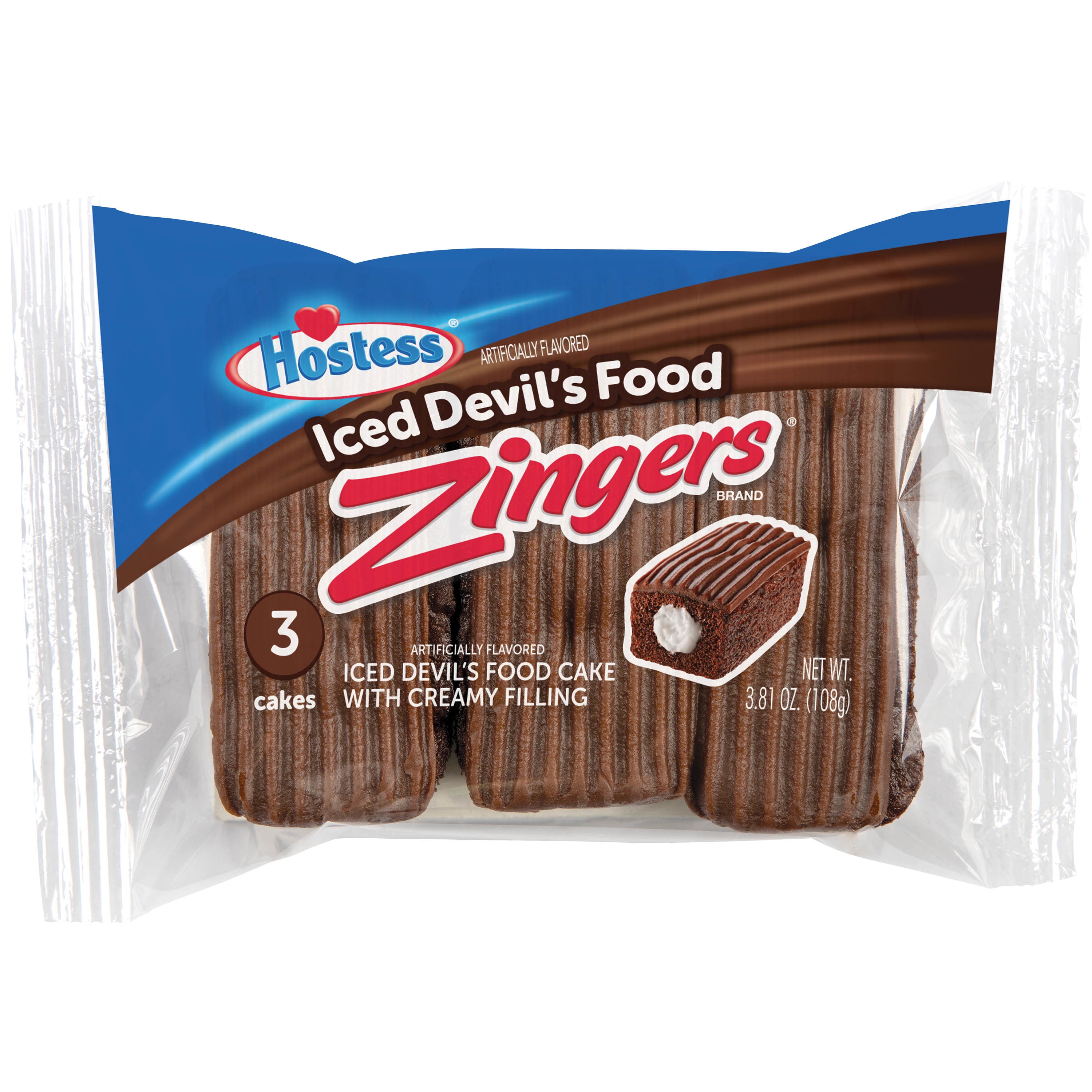 Hostess Zingers, Devil's Food Chocolate, Sponge Cake, Single Serve, 3. ...