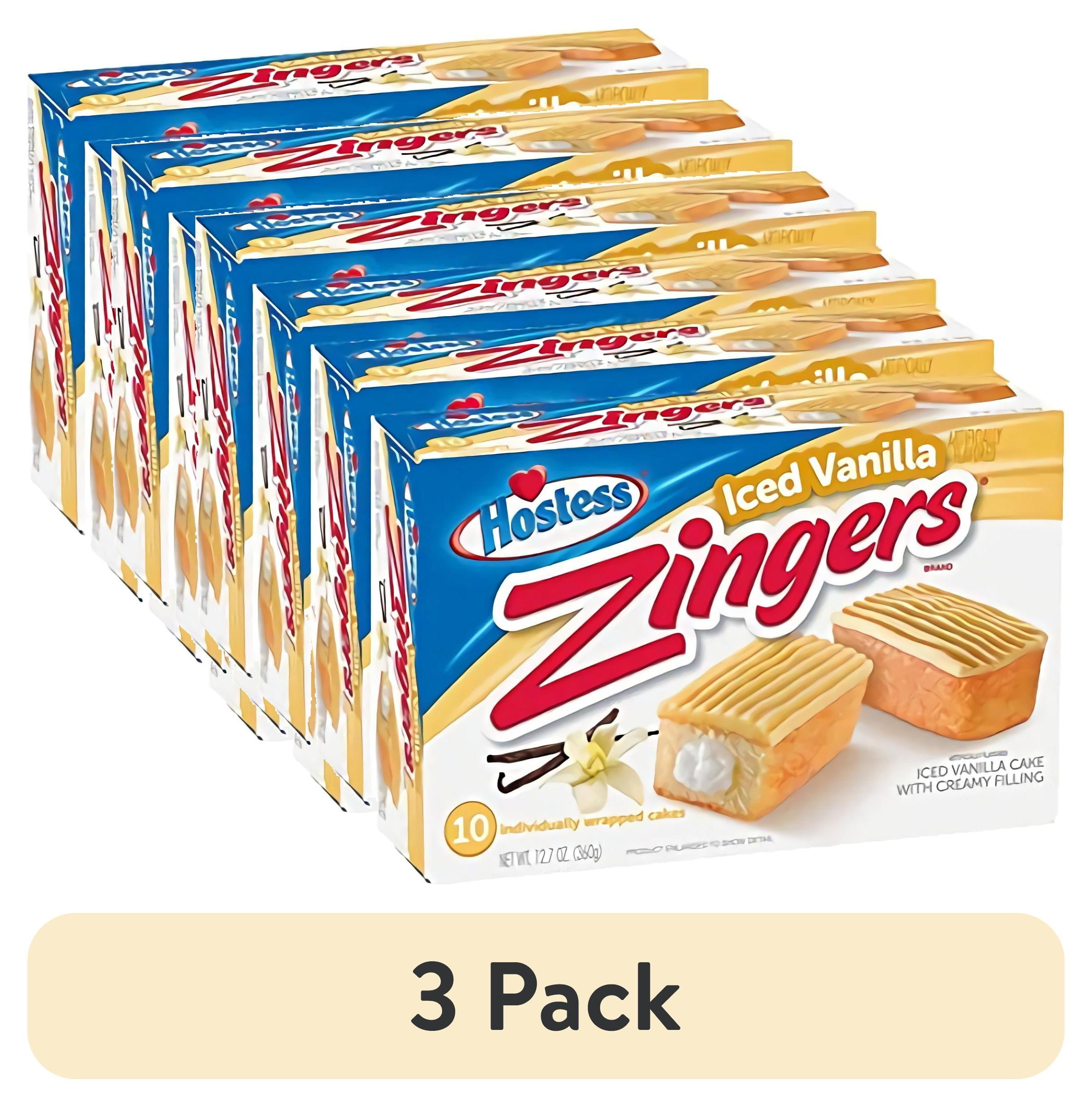 (3 pack) Hostess Zingers Iced Vanilla Cake, 10 Piece (Pack of 4 ...