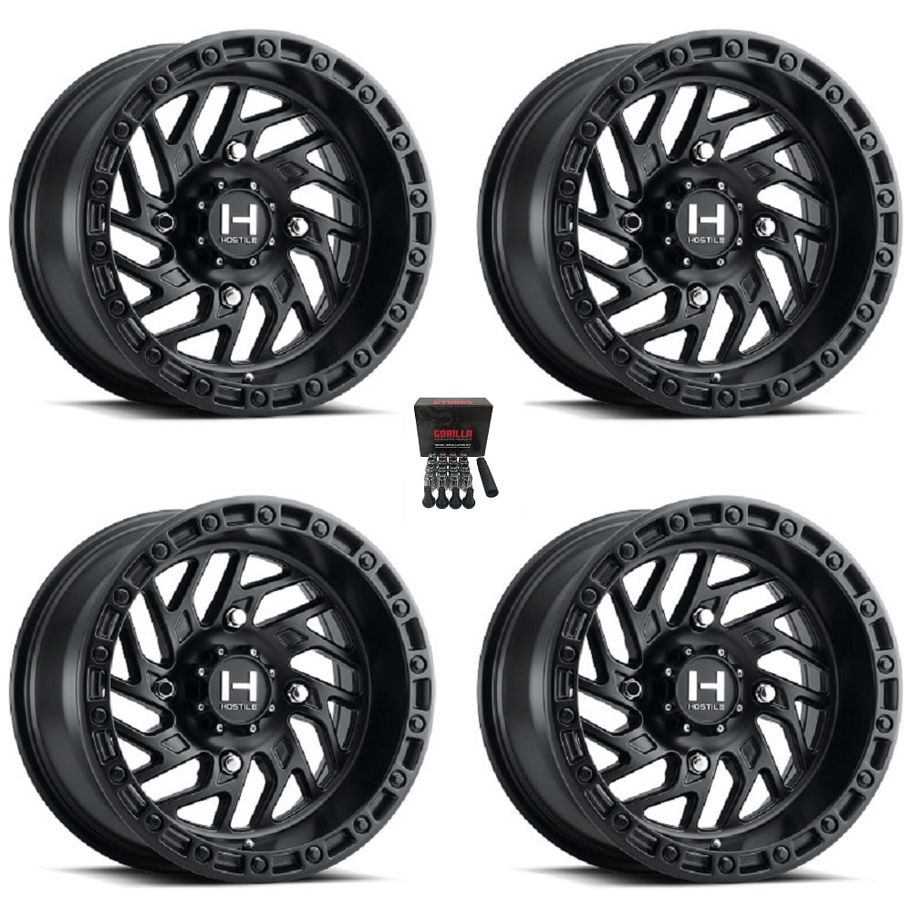 Hostile Jigsaw 15x10 Wide Wheels Satin Black Can-Am Commander Maverick ...