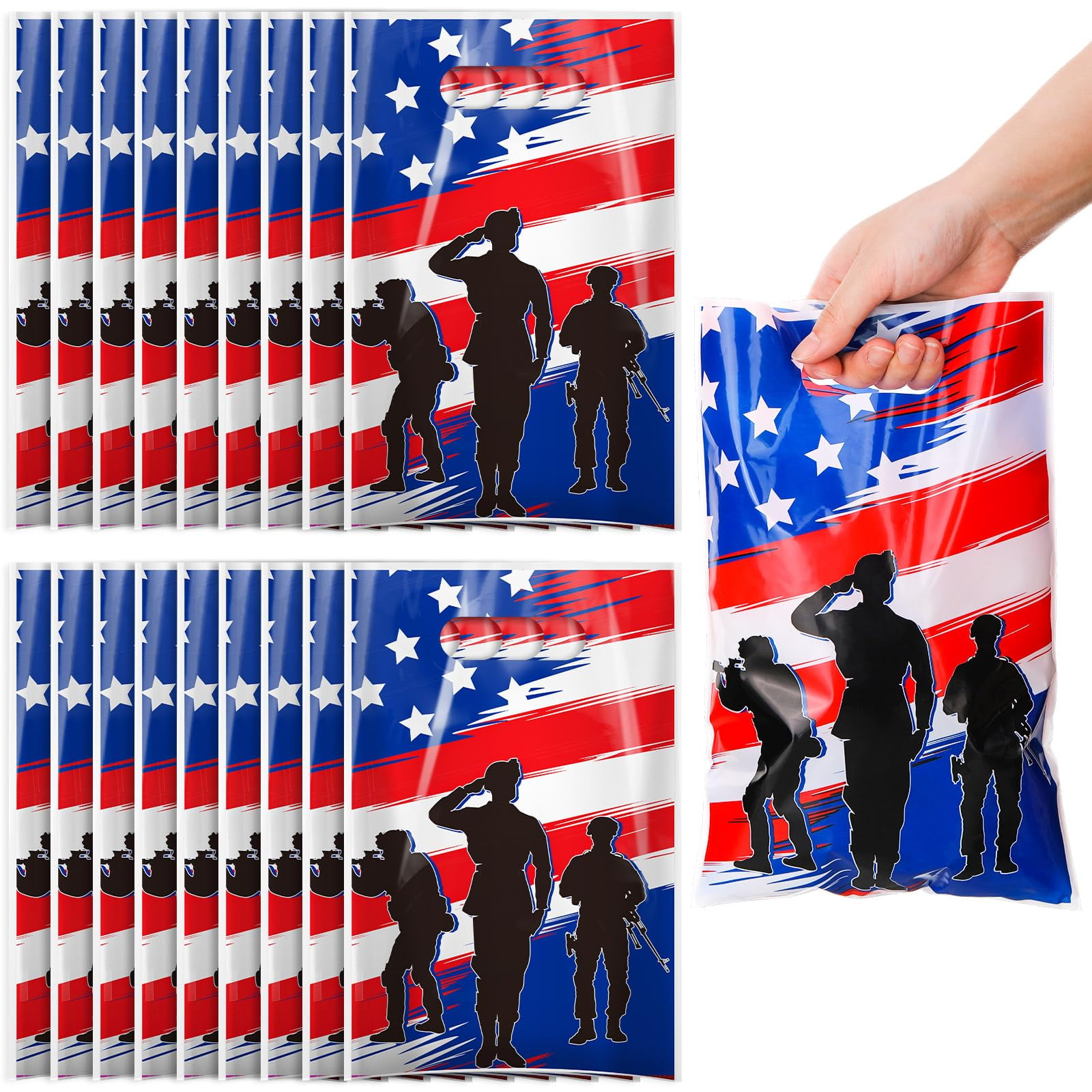Hosuly Patriotic Gift Bags, TSF6 Patriotic Goodie Bags Plastic American ...