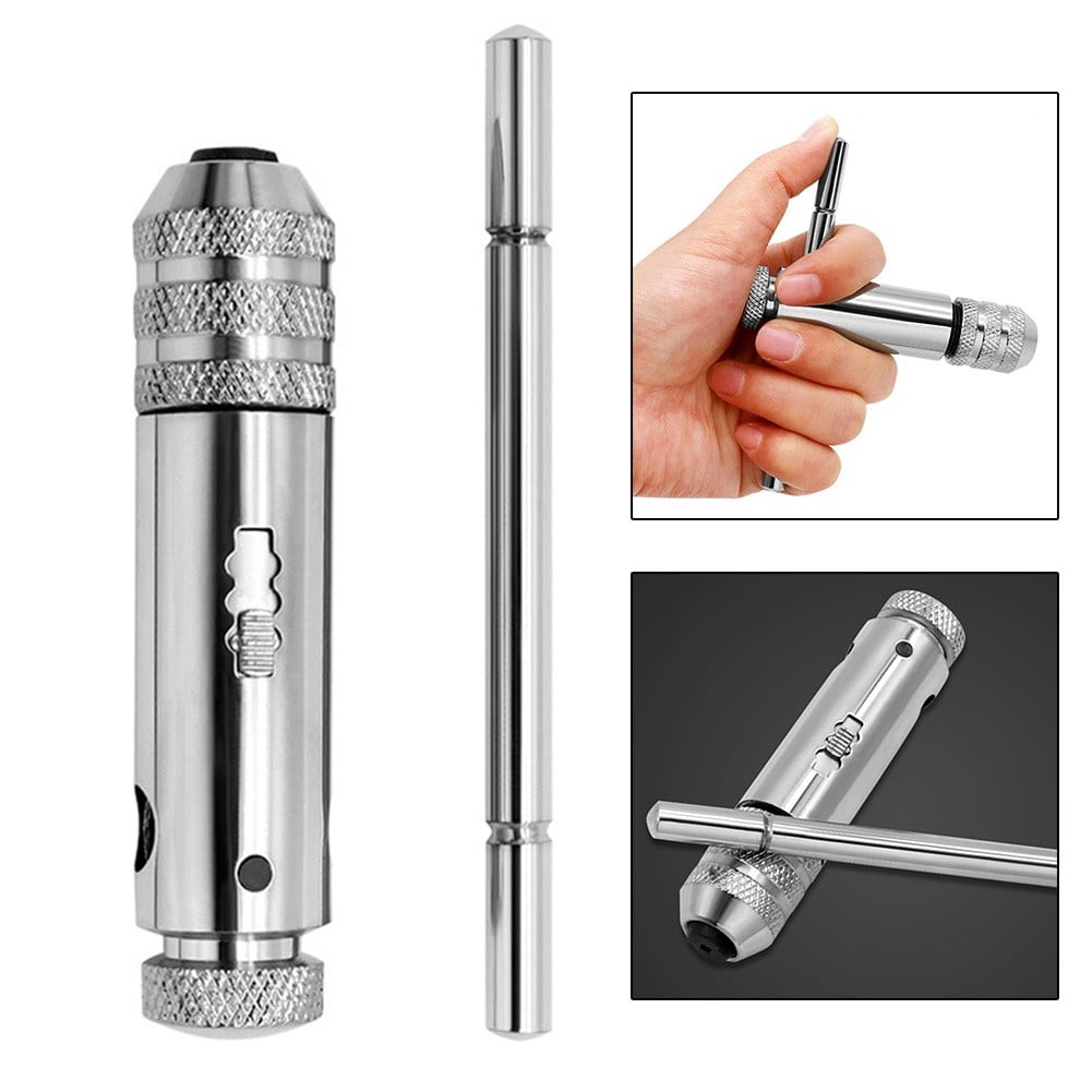 Hot！1Pcs Adjustable Silver T-Handle Ratchet Tap Holder Wrench For-M8 ...