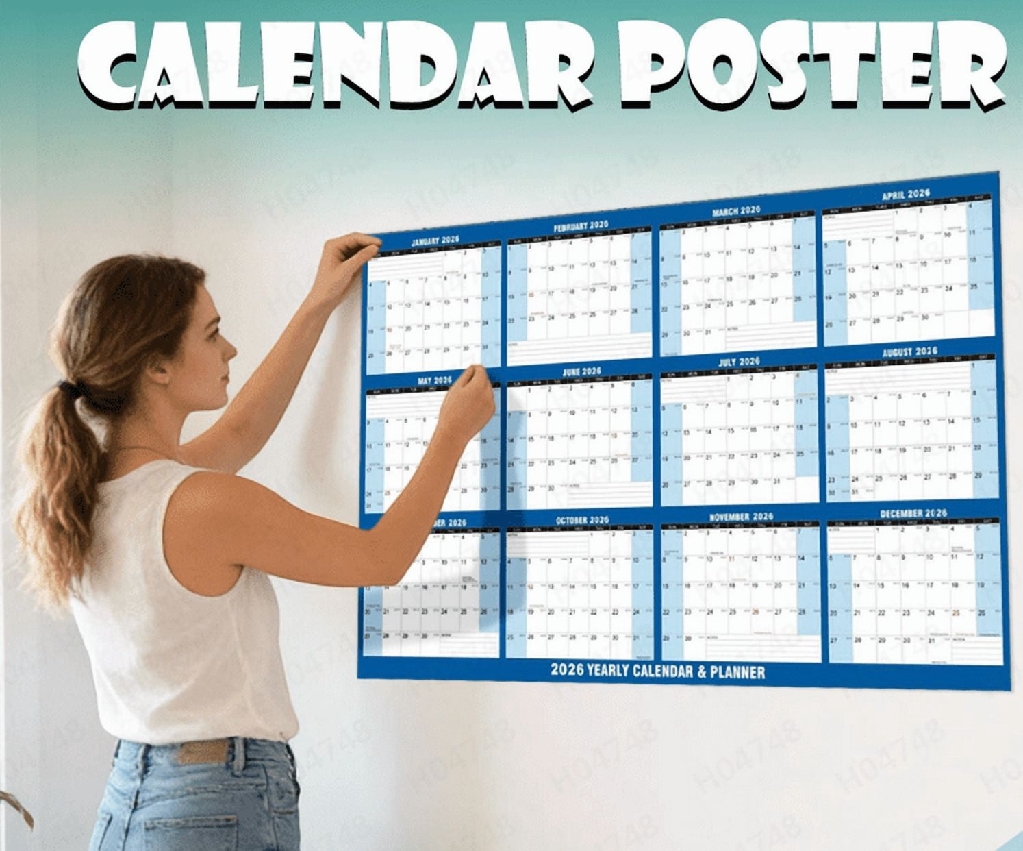 Hot!2026 Wall Calendar Erasable Large Wet & Dry Erase Laminated 12 ...