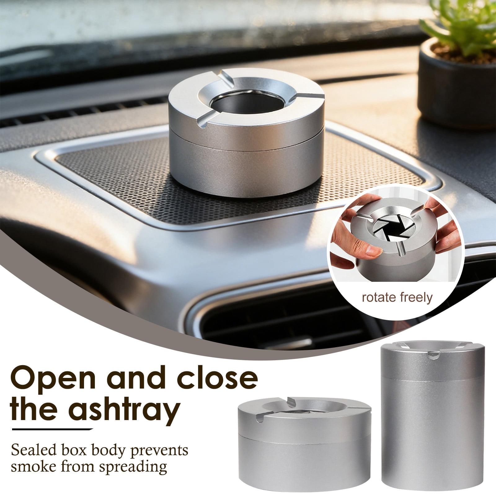 Hot!360°Stainless Steel Twist-Lock Ashtray, 2026 Upgraded Cars Ashtrays ...