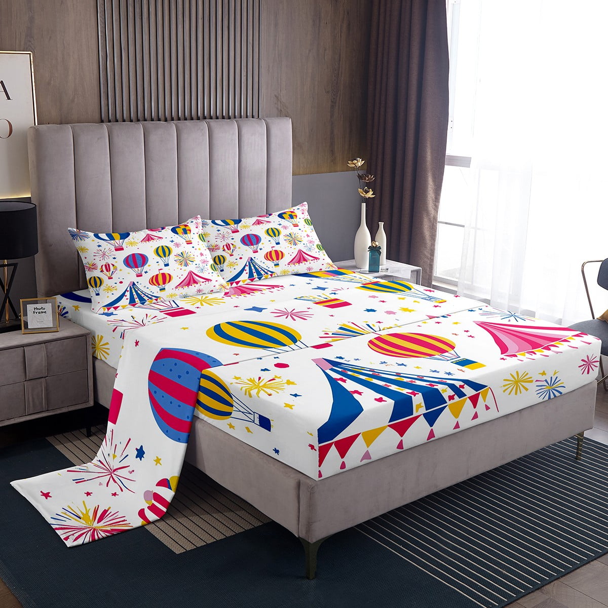 Hot Air Balloom Bed Sheets Full Colorful Carousel Print Sheets ...