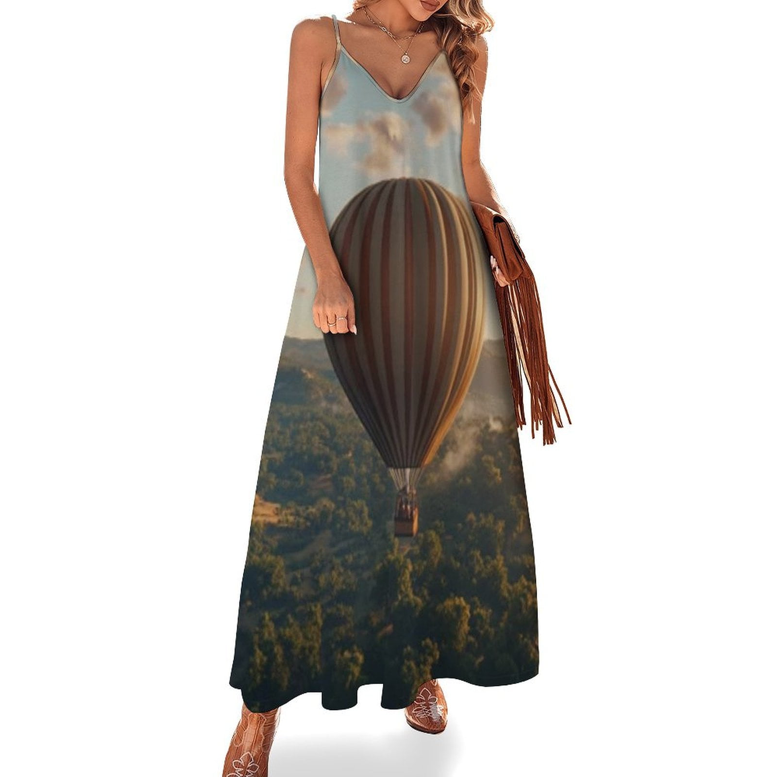 Hot Air Balloon (12) Dress Party Ladies Skinny Suspender Ankle Long ...