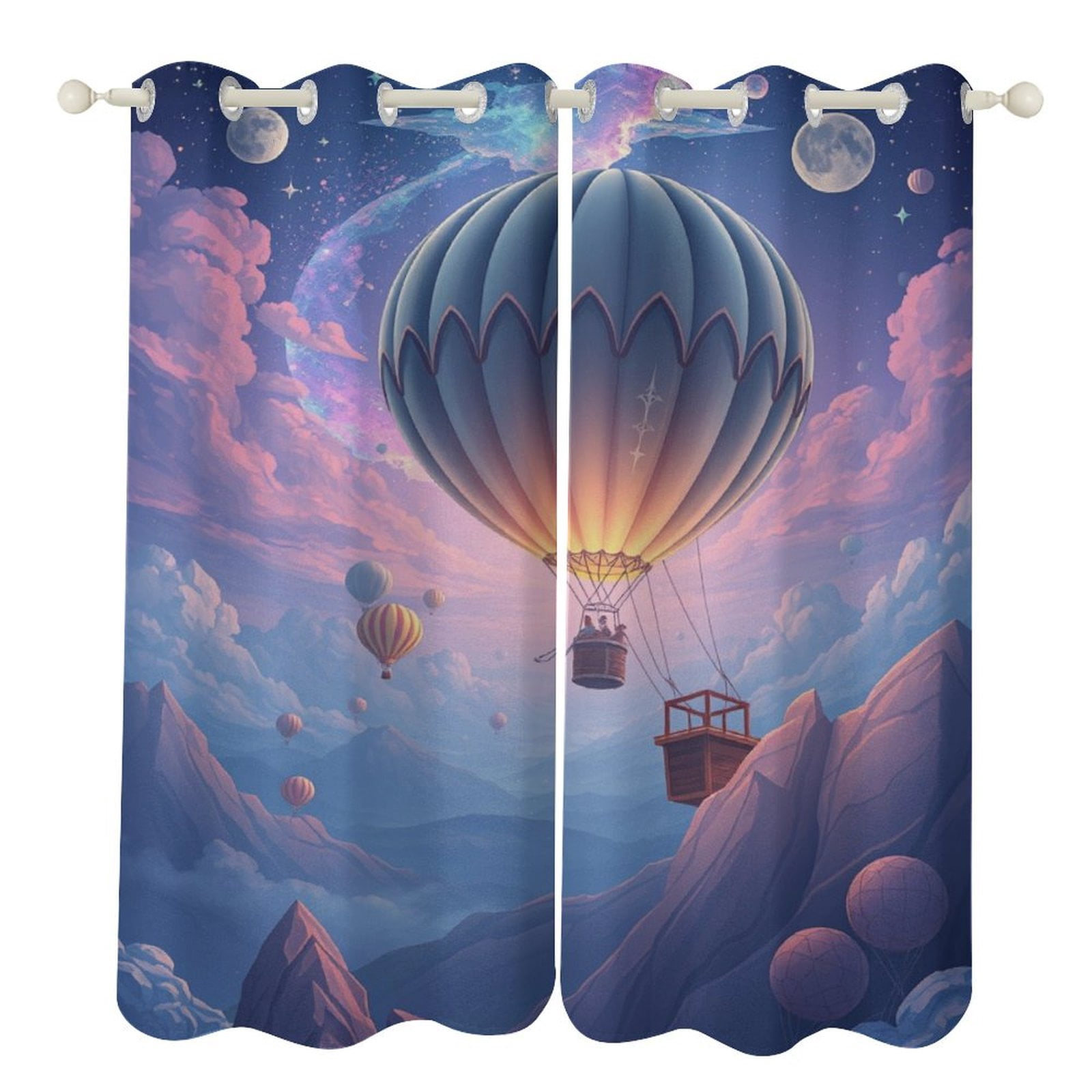 Hot Air Balloon 2 Pieces Window Drape Curtain for Living Room Bedroom ...