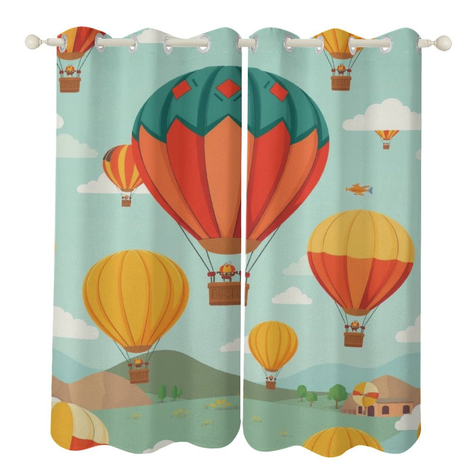 Hot Air Balloon 2 Pieces Window Drape Curtain for Living Room Bedroom ...