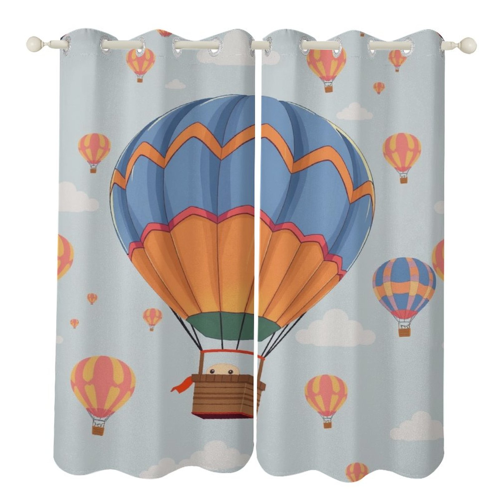 Hot Air Balloon 2 Pieces Window Drape Curtain for Living Room Bedroom ...