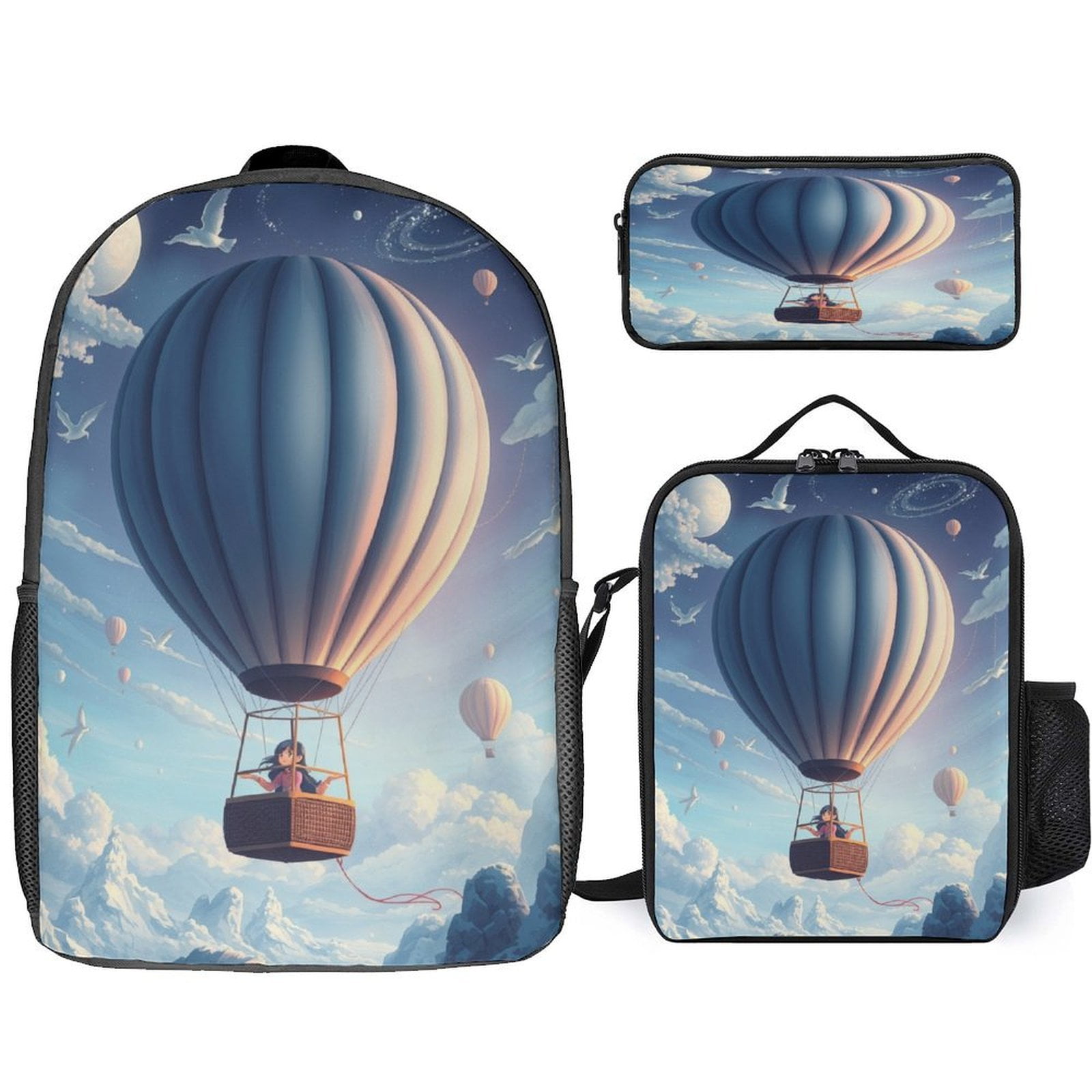 Hot Air Balloon 3pcs/Set Bags Laptop Daypack Backpack Lunch Bag Pencil ...