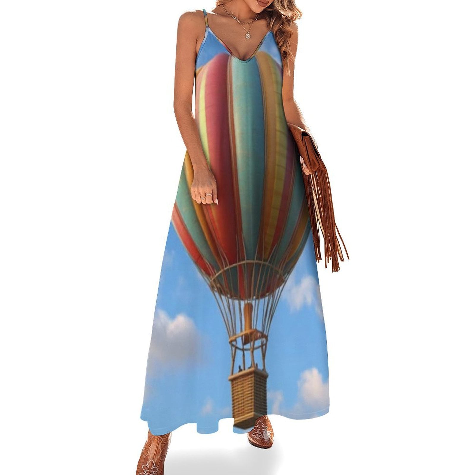 Hot Air Balloon (43) Suspender Ankle Length Dress Print Fashion Party ...