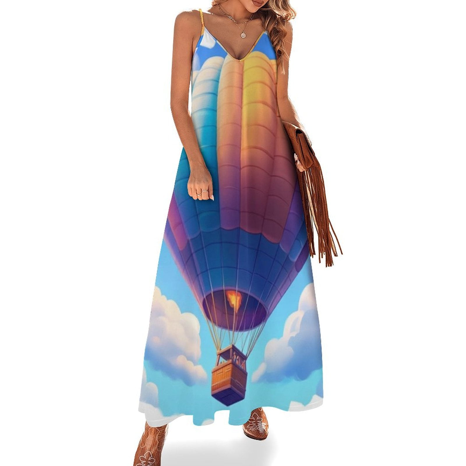 Hot Air Balloon (50) Dress Party Ladies Skinny Suspender Ankle Long ...