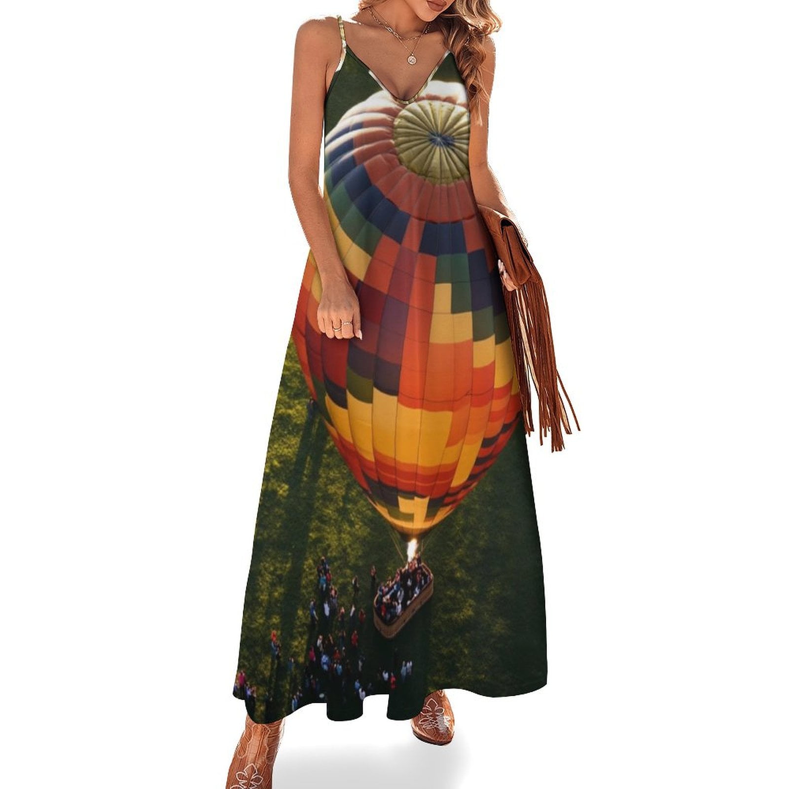 Hot Air Balloon (52) Suspender Ankle Length Dress Print Fashion Party ...