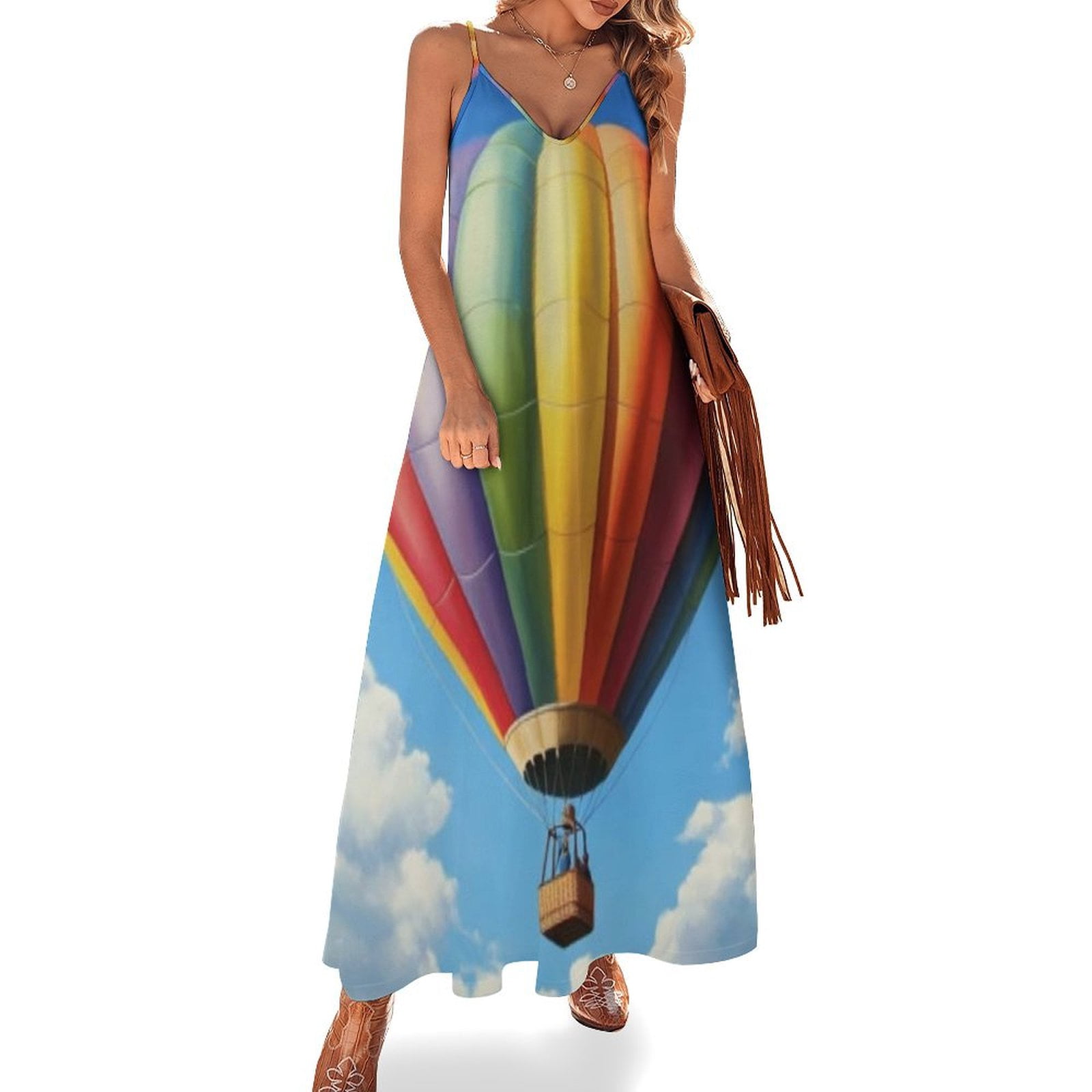 Hot Air Balloon (62) Suspender Ankle Length Dress Print Fashion Party ...