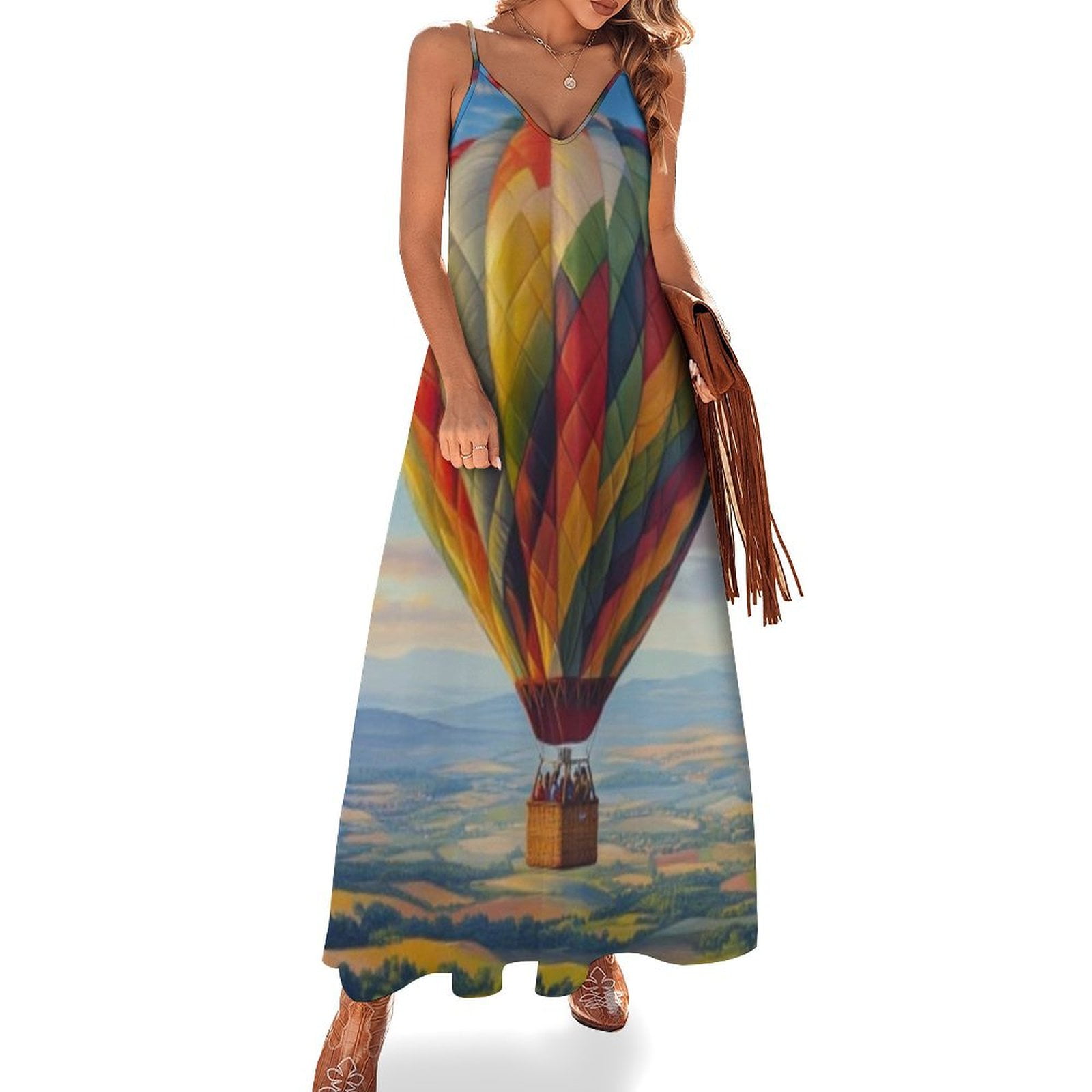 Hot Air Balloon (65) Dress Party Ladies Skinny Suspender Ankle Long ...