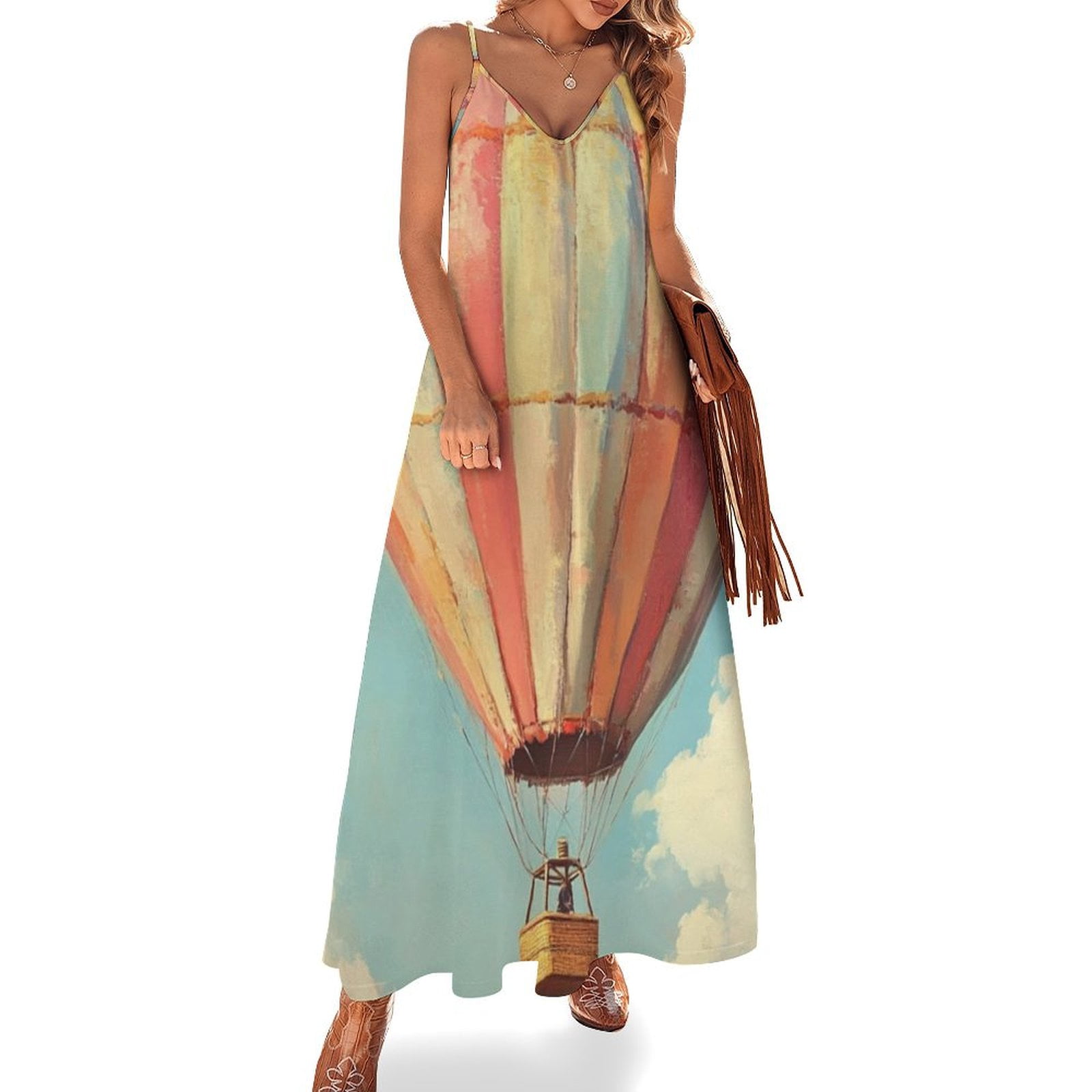 Hot Air Balloon (73) Dress Party Ladies Skinny Suspender Ankle Long ...