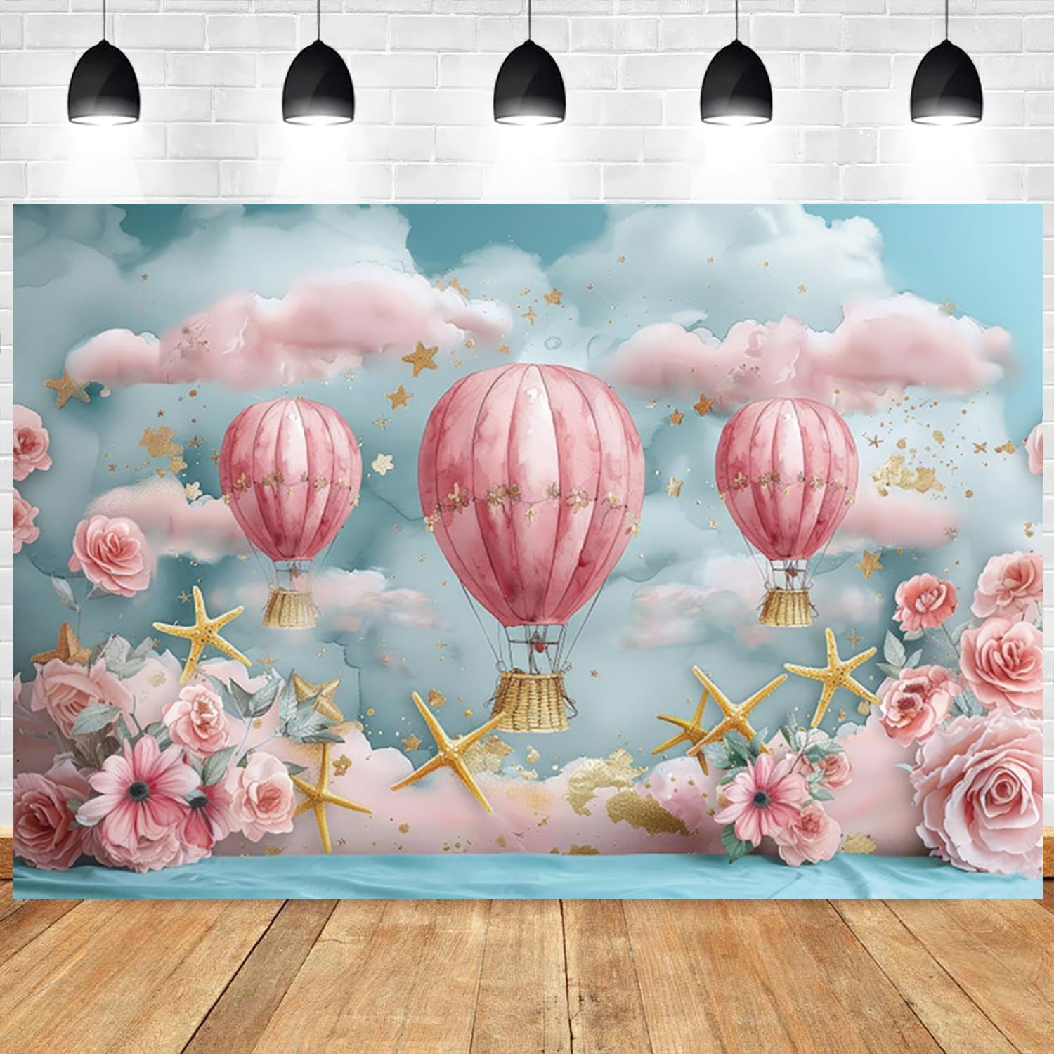 Hot Air Balloon Backdrop Up Up and Away Adventure Girl Baby Shower ...
